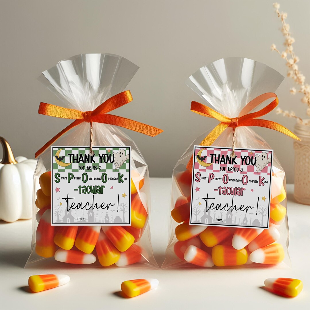 Halloween Teacher Gift Tag Printable: Spooktacular Appreciation (PDF ...