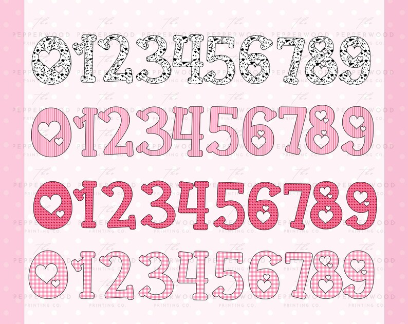Valentine Doodle Alphabet Clipart: Pink Letters & Numbers (PNG) - Etsy