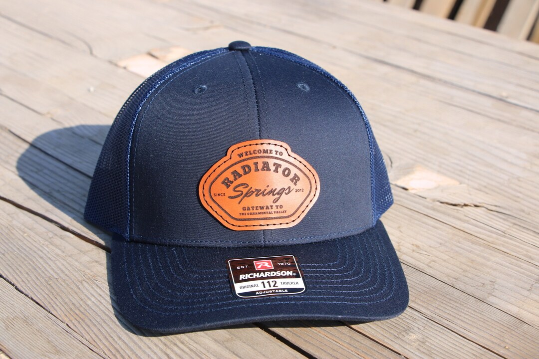 Radiator Springs Leather Patch Hat | Leather Patch Hats | Men Carsland ...