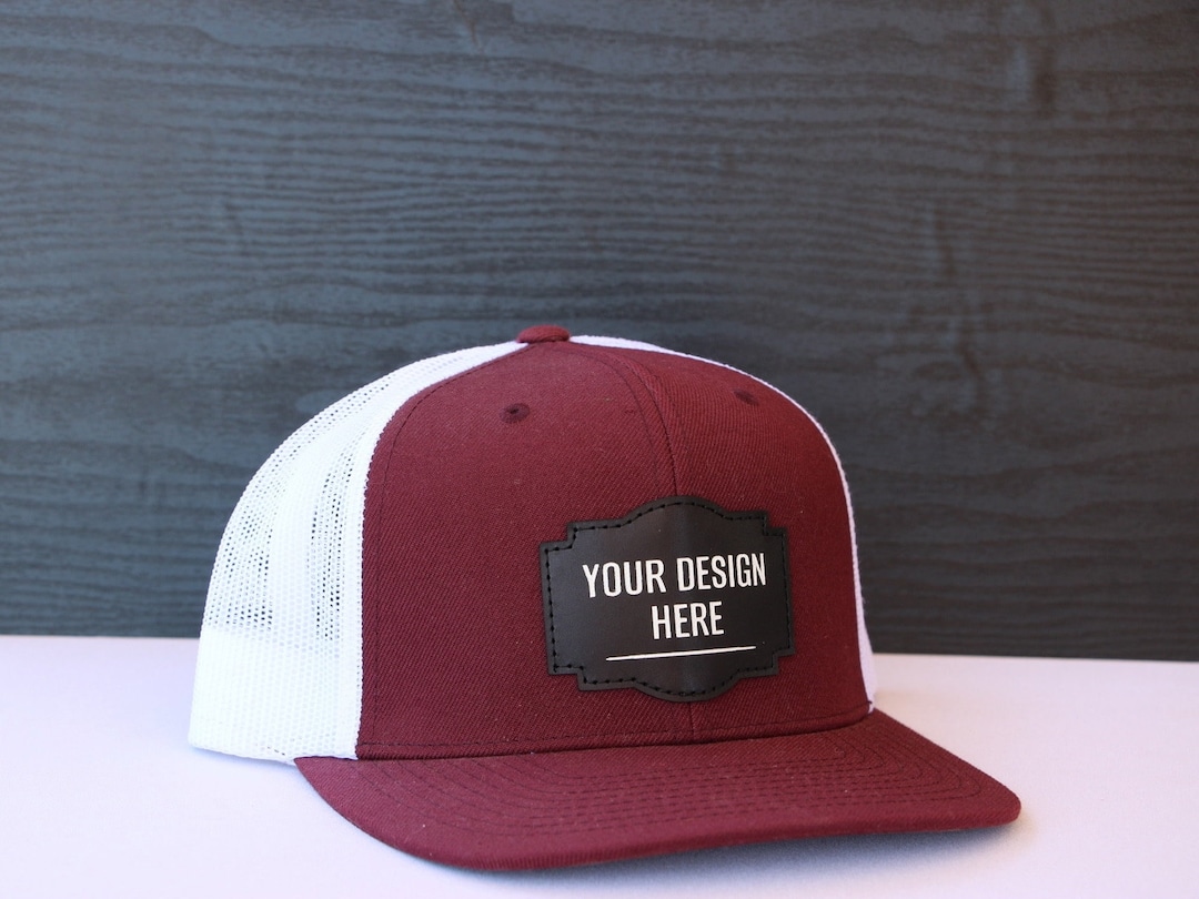 CUSTOM Logo TRUCKER Hat | Leather Patch Hats | Business Hats | Laser ...