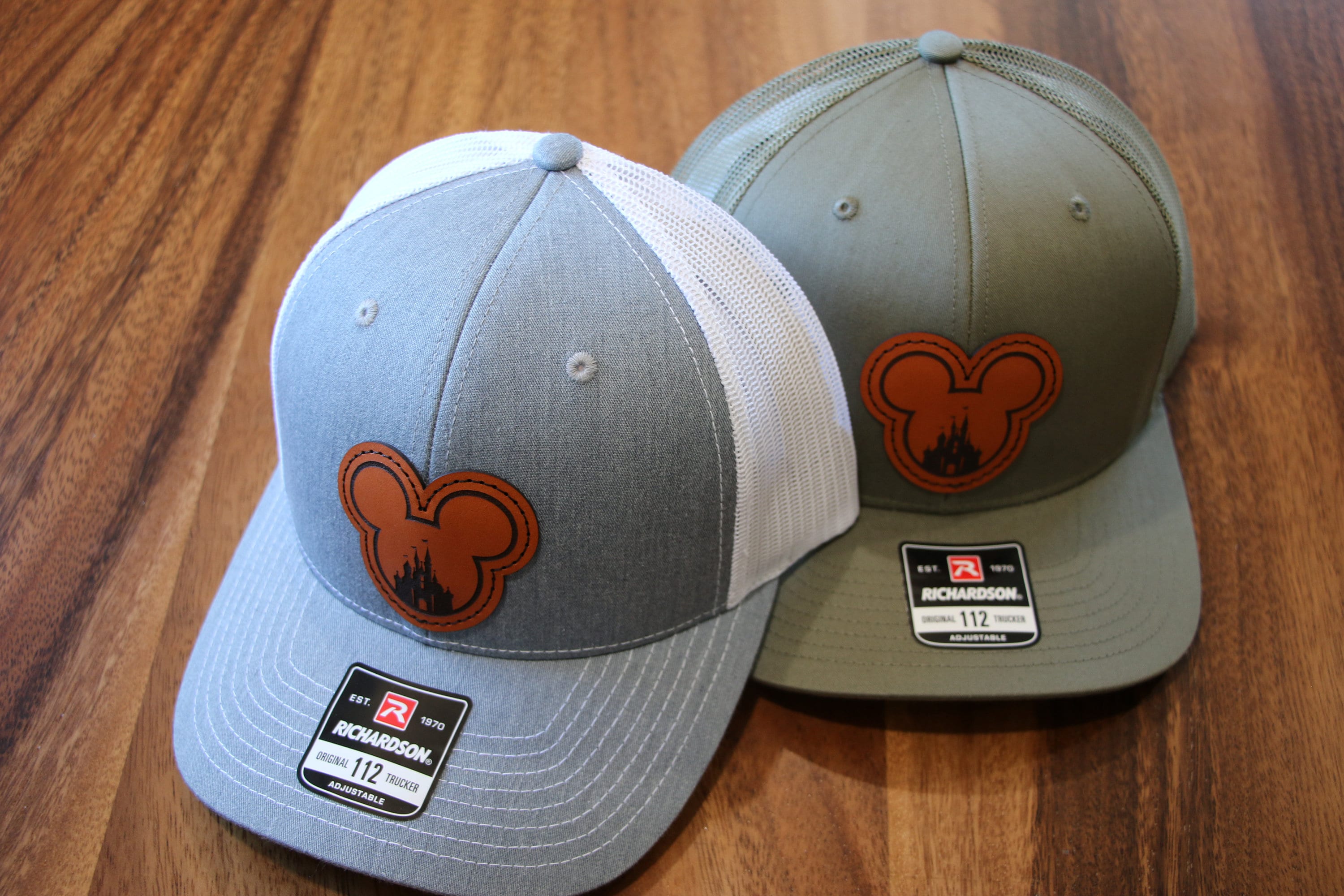 2 PACK Mickey Mouse Leather Patch Hat | Disney Trucker Hat | Dad Disney ...