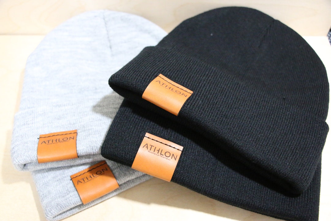 CUSTOM Leather Patch Beanies | Leather Patches | Custom Beanies | Winter Hats | Custom Patches ...