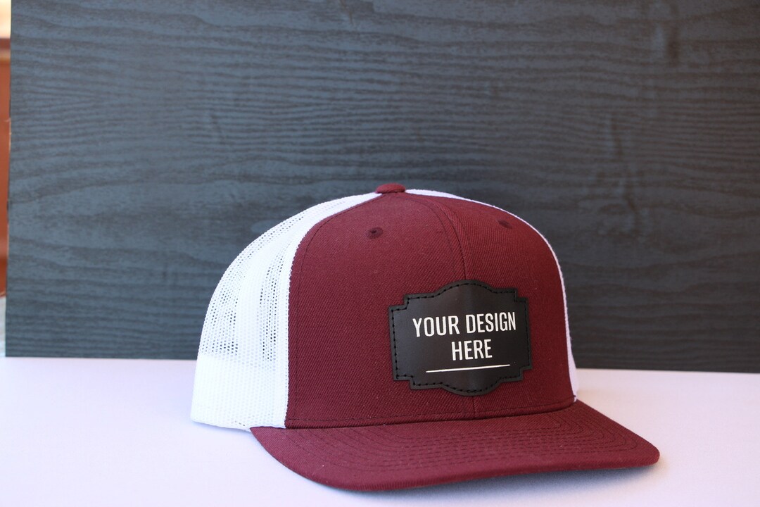 CUSTOM Logo TRUCKER Hat Leather Patch Hats Business Hats Laser Engraved ...