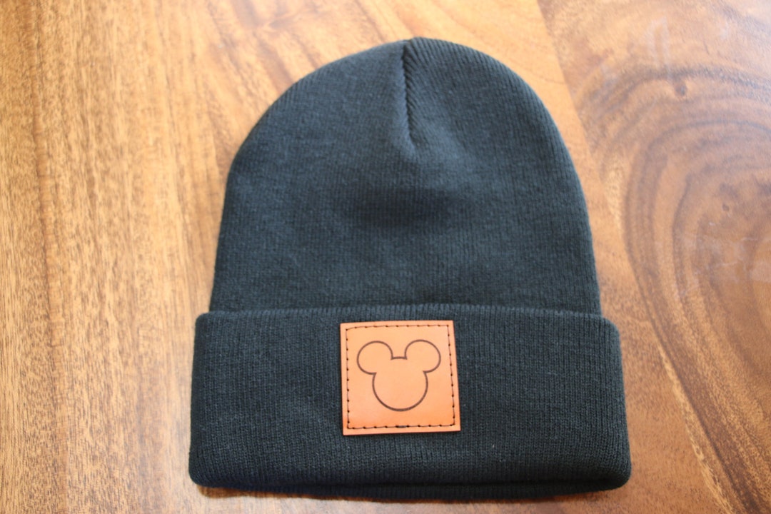 Mickey Mouse Leather Patch Beanie | Leather Patches | Mickey Mouse ...