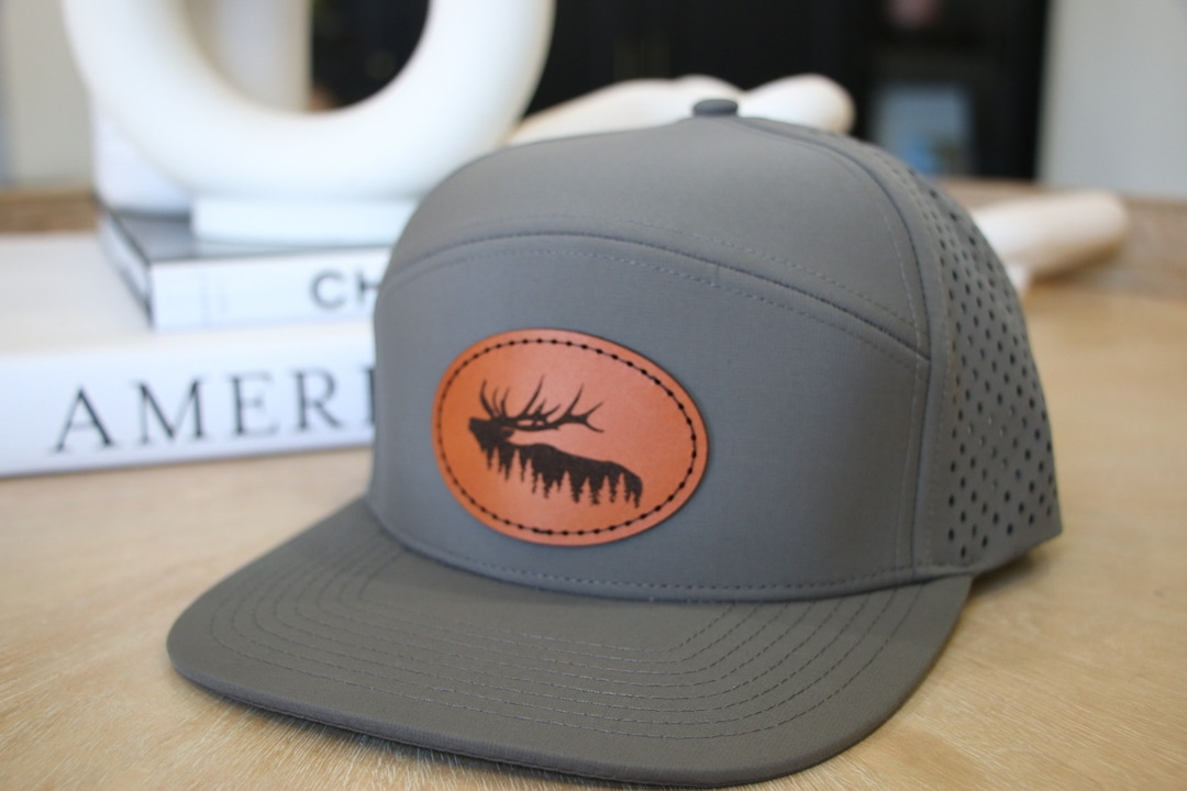 Elk Leather Patch Hat | Leather Engraved | Leather Patch Hat | Leather ...