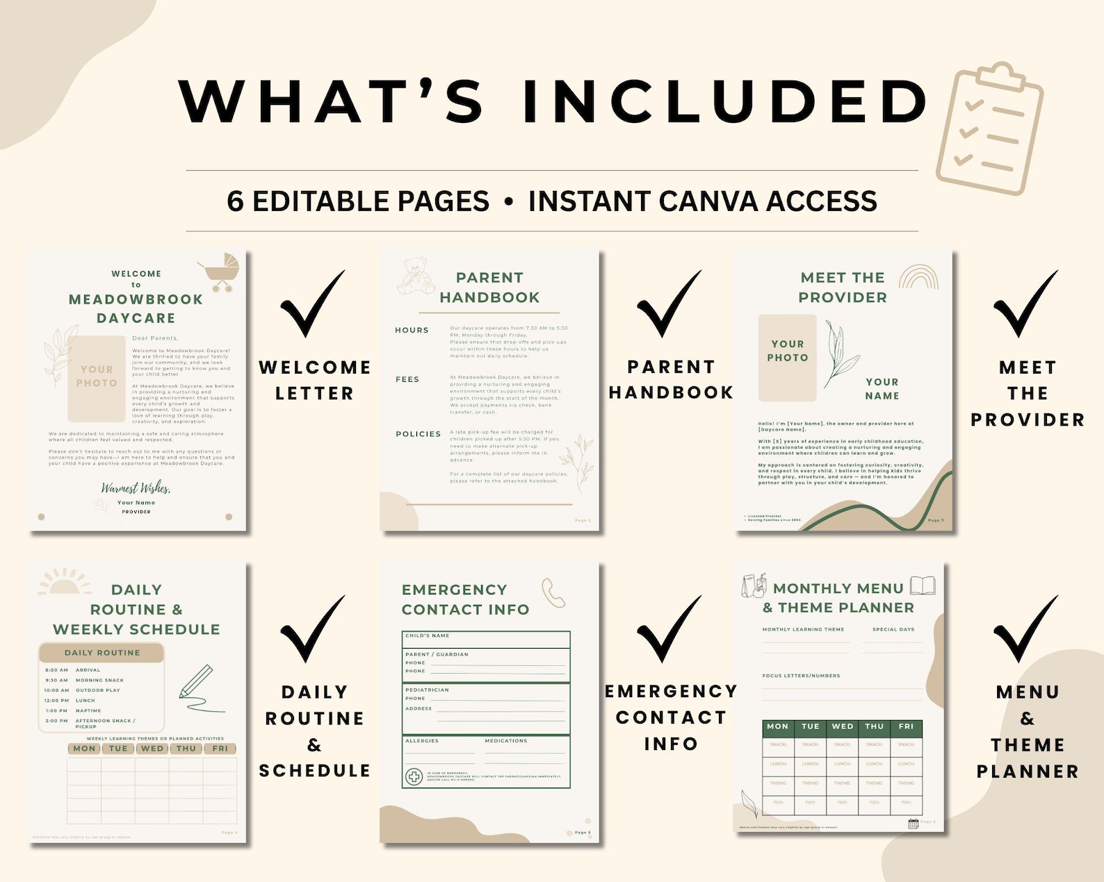Home Daycare Welcome Packet + Parent Handbook | Canva Template for ...