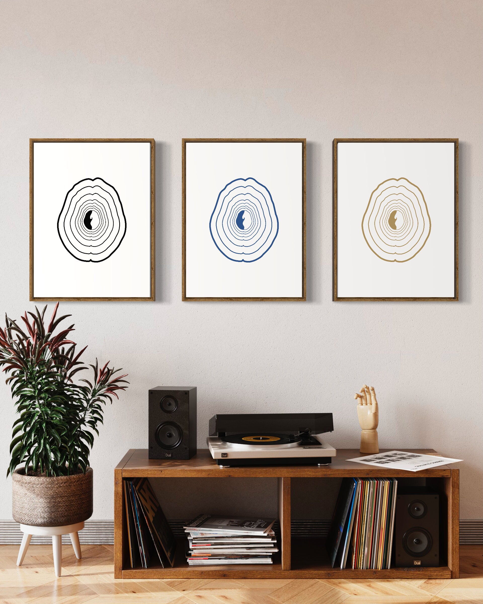 Printable Multi-color Line Drawings Wall Art, Tree Rings Brain With ...