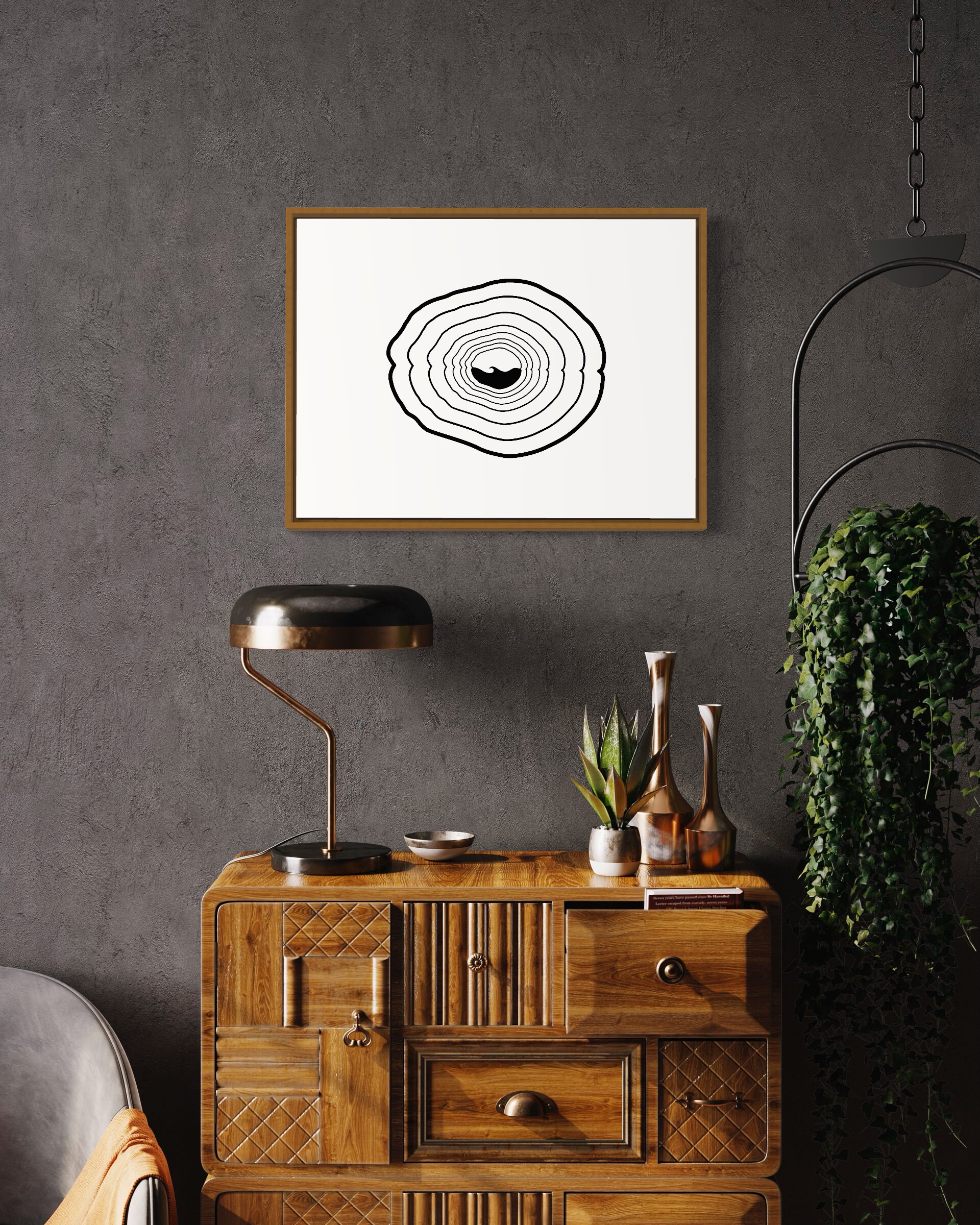Printable Multi-color Line Drawings Wall Art, Tree Rings Brain With ...