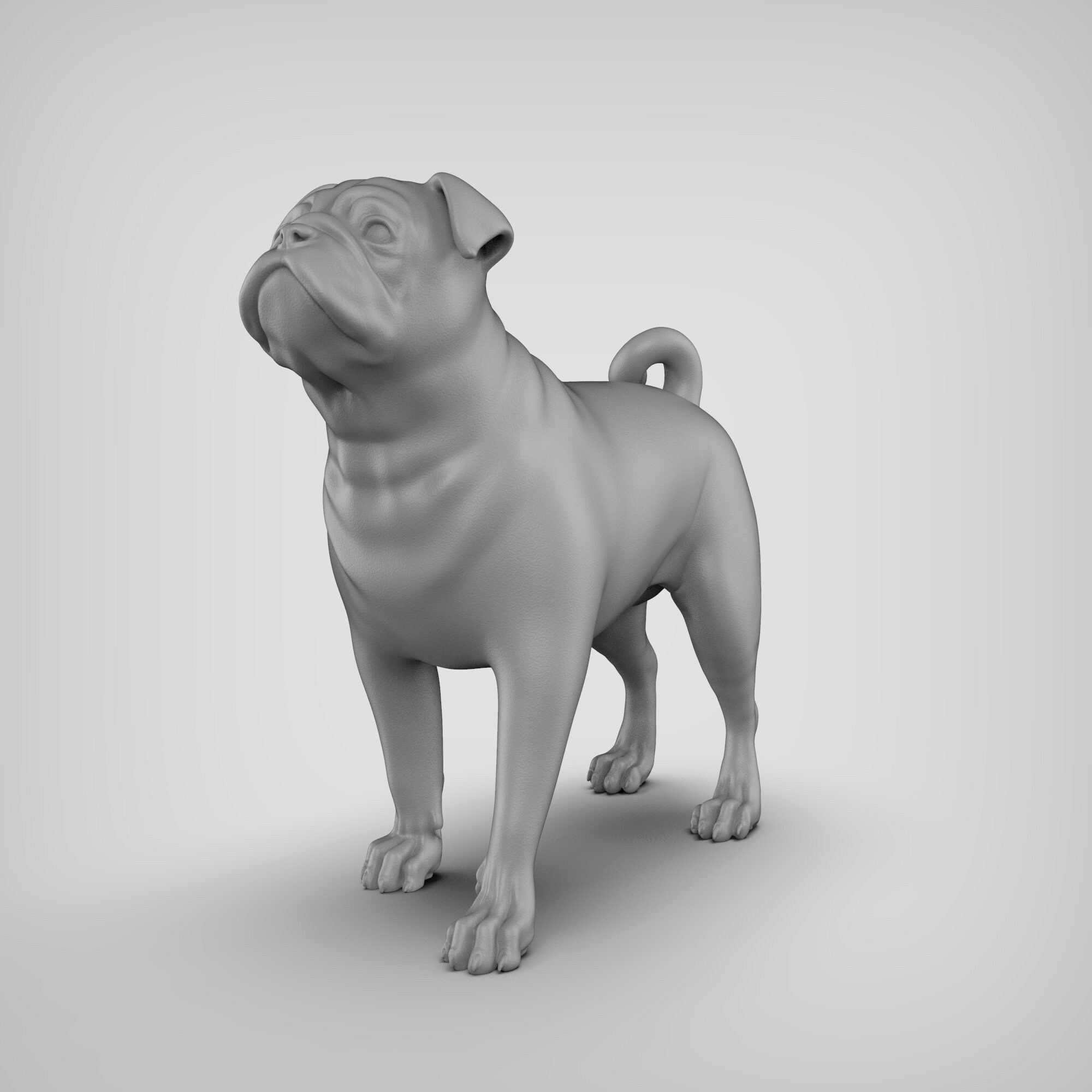 Pug Dog STL File 3D Print Model Pose 02 - Etsy