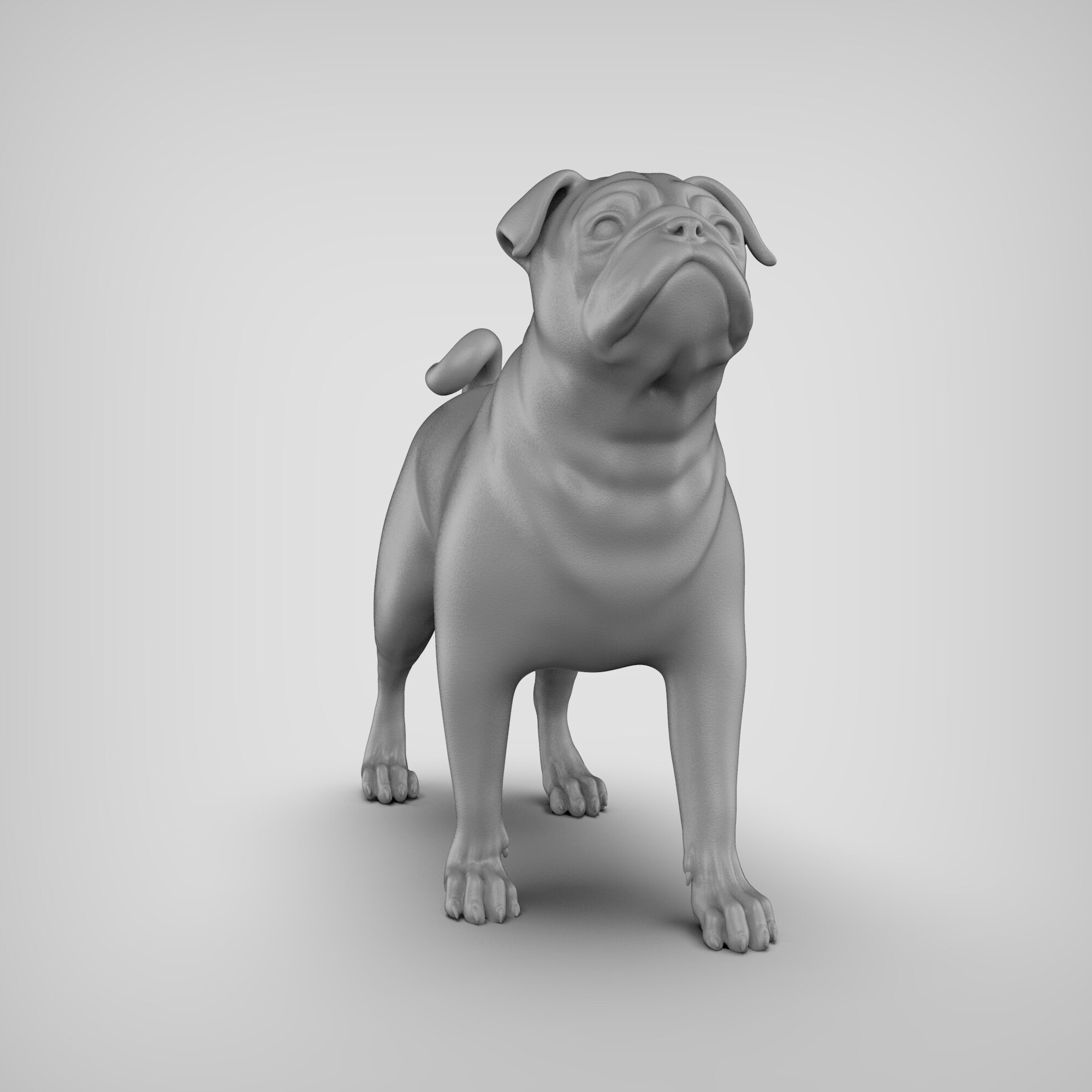 Pug Dog STL File 3D Print Model Pose 02 - Etsy