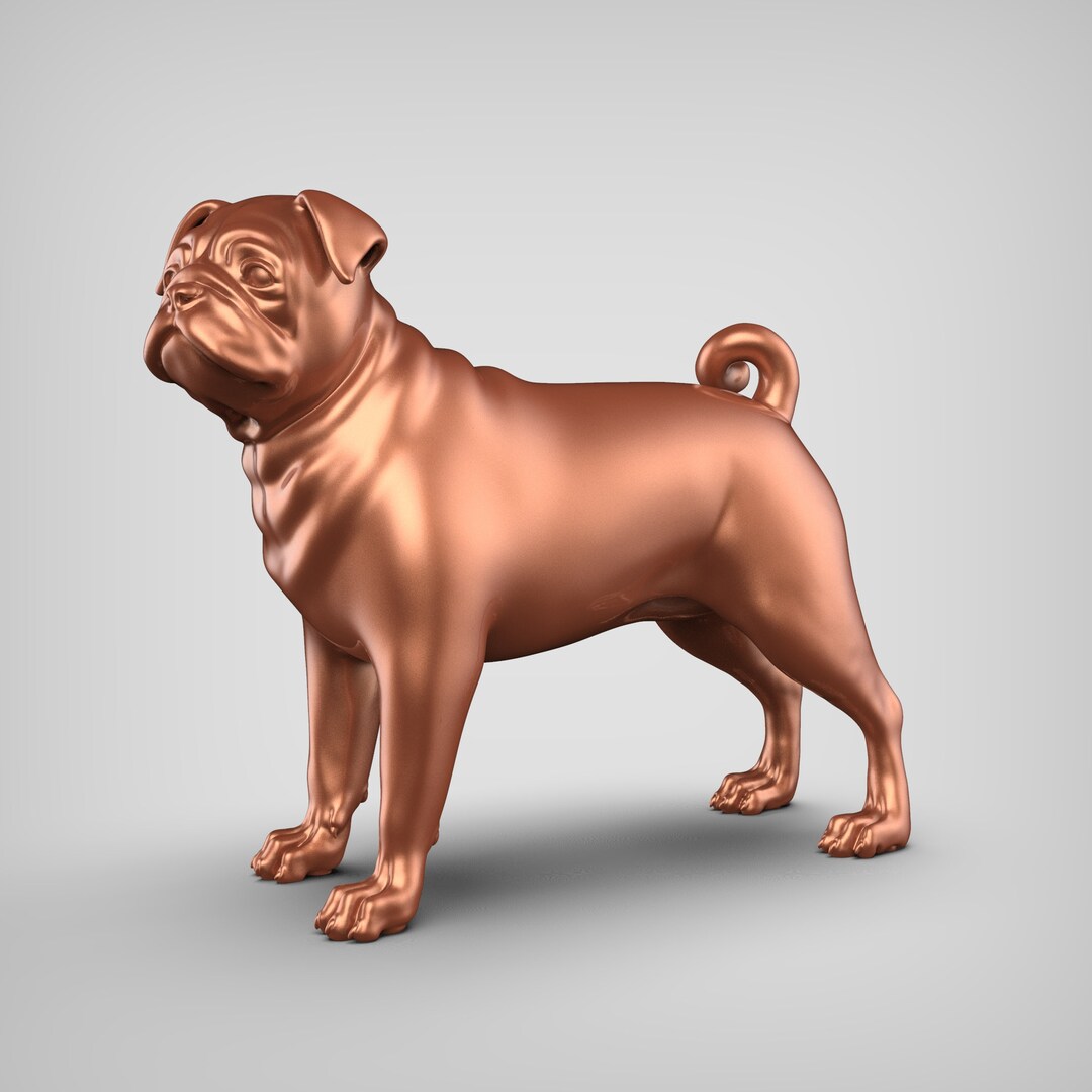 Pug Dog STL File 3D Print Model Pose 01 - Etsy