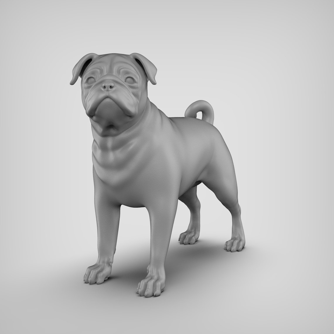 Pug Dog STL File 3D Print Model Pose 01 - Etsy