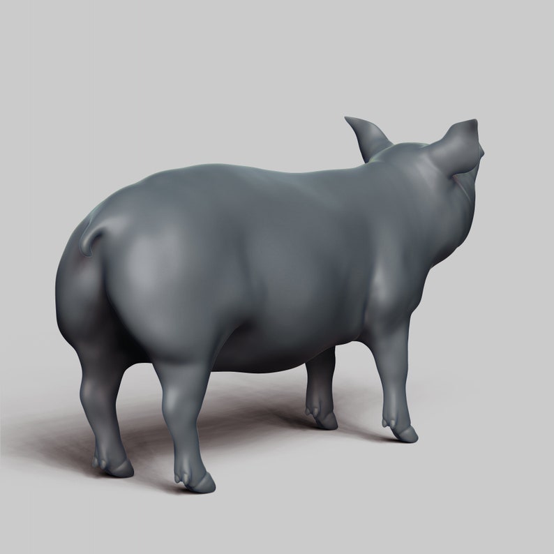 Pig STL File 3D Print Model Pose 02 - Etsy