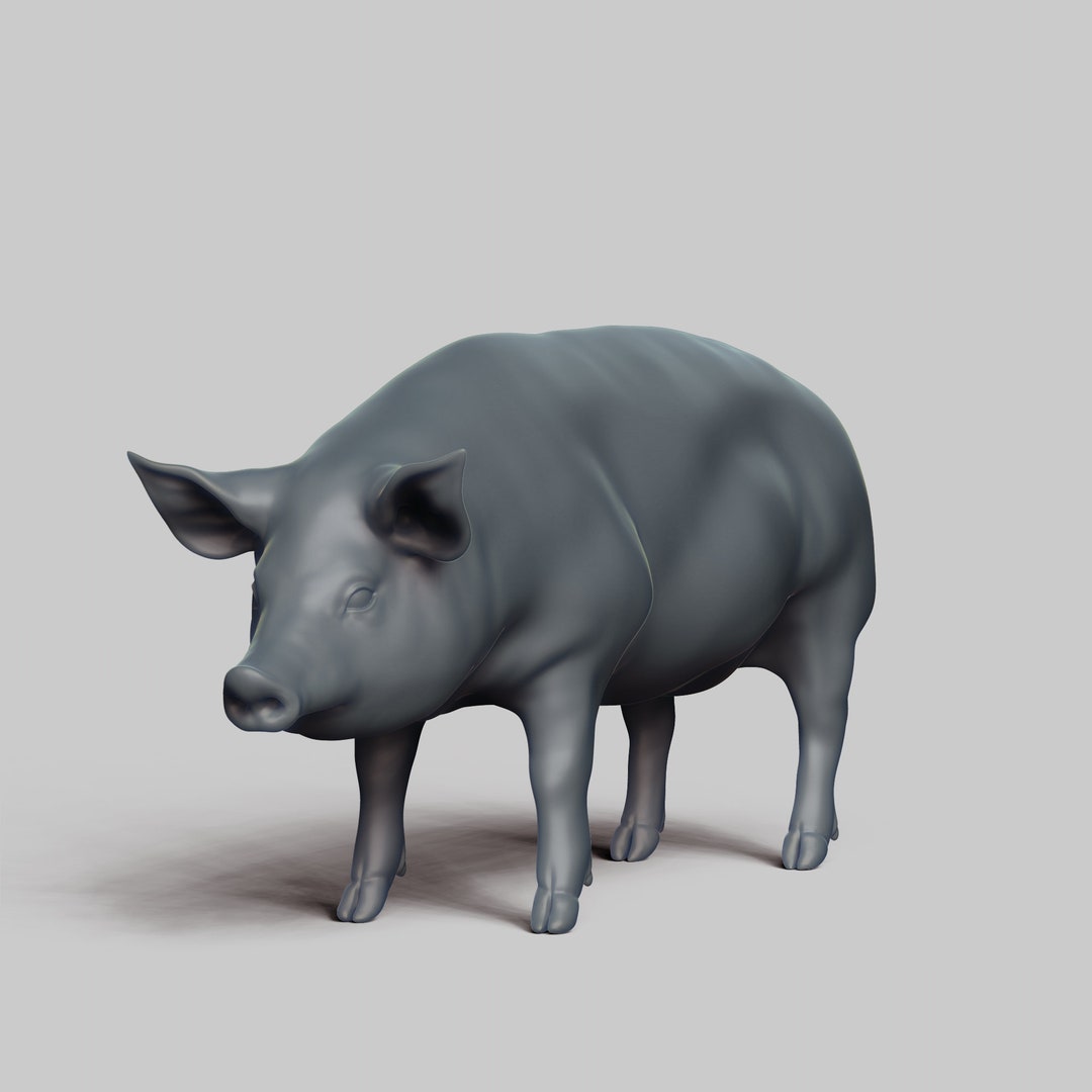 Pig STL File 3D Print Model Pose 03 - Etsy