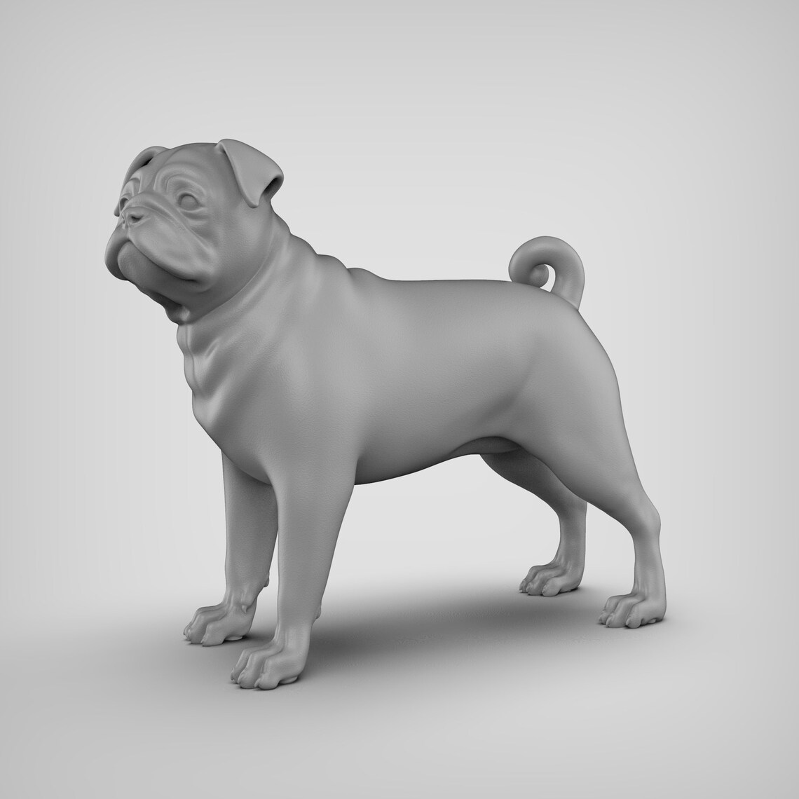 Pug Dog STL File 3D Print Model Pose 01 - Etsy