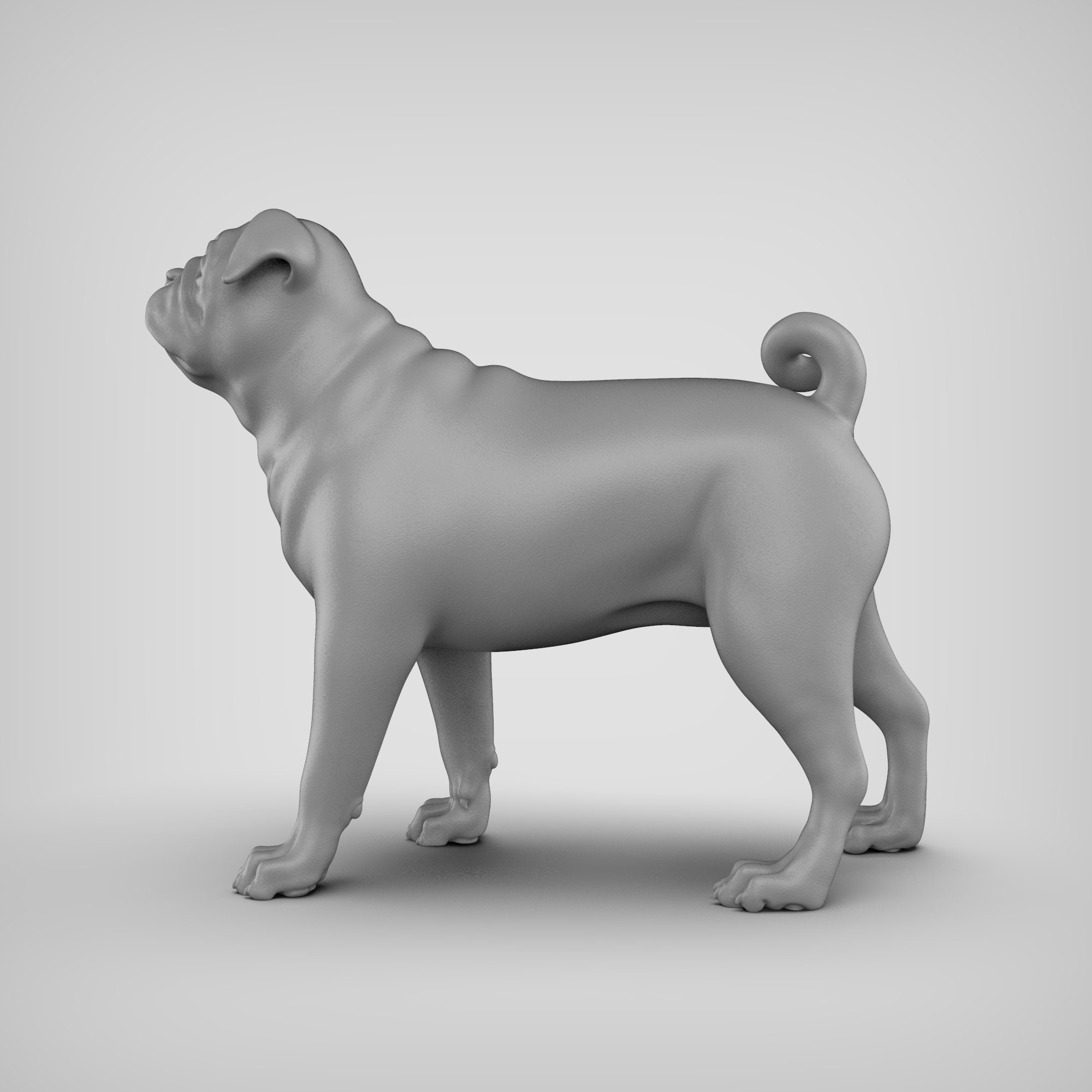 Pug Dog STL File 3D Print Model Pose 02 - Etsy