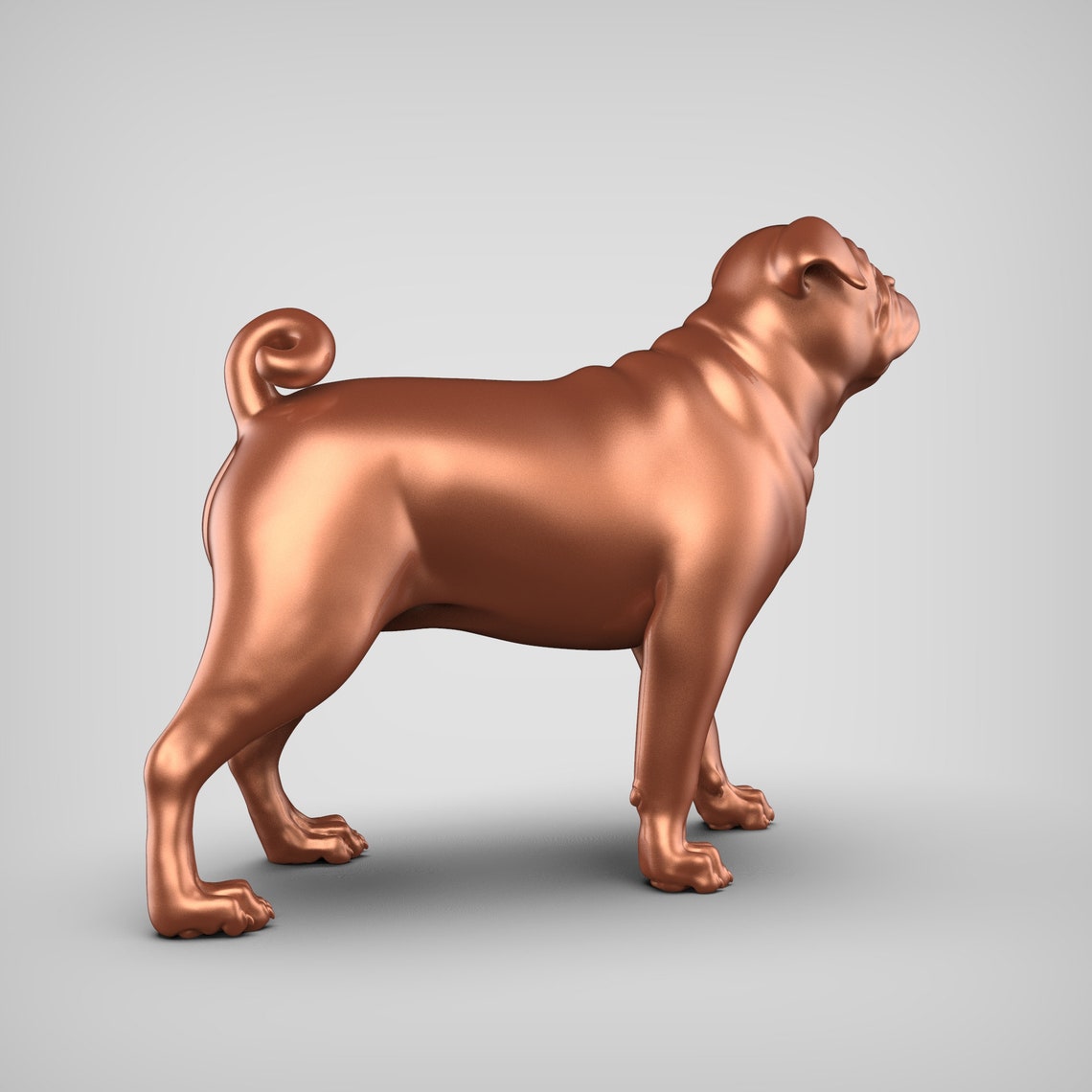 Pug Dog STL File 3D Print Model Pose 02 - Etsy