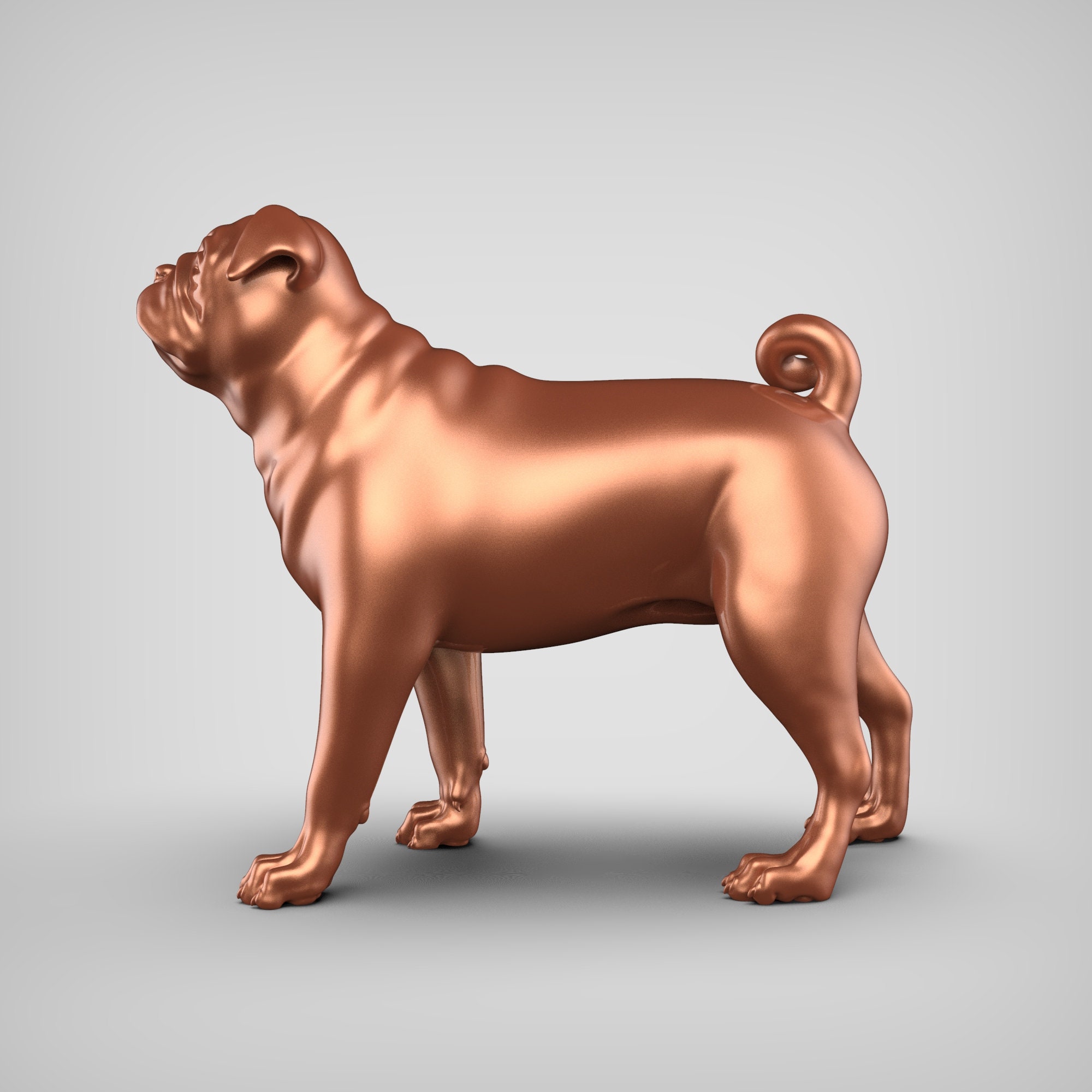 Pug Dog STL File 3D Print Model Pose 02 - Etsy