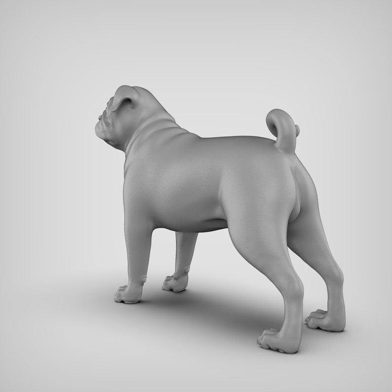 Pug Dog STL File 3D Print Model Pose 01 - Etsy