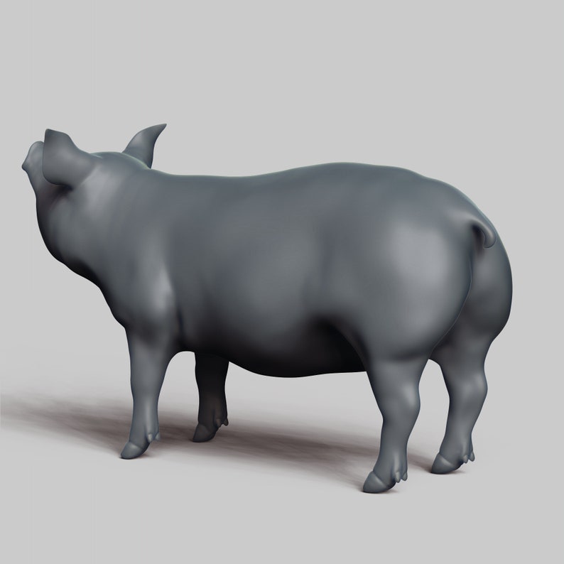Pig STL File 3D Print Model Pose 02 - Etsy