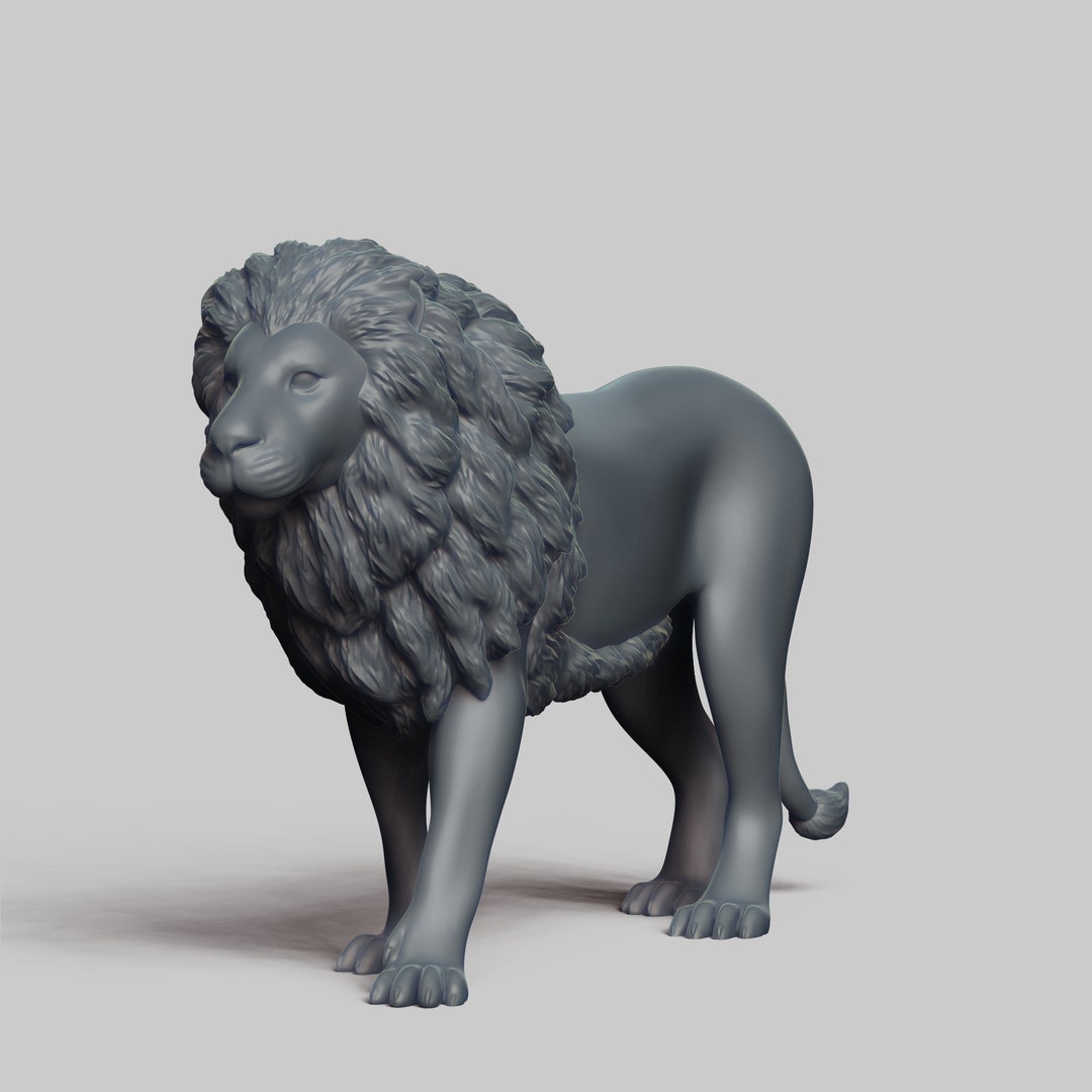 Lion STL File 3D Print Model Pose 02 - Etsy