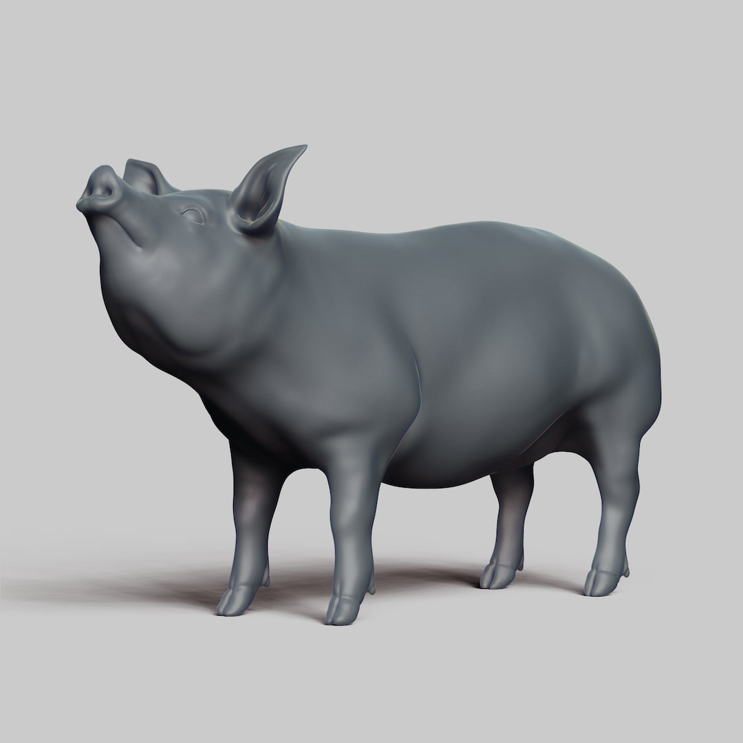 Pig STL File 3D Print Model Pose 02 - Etsy