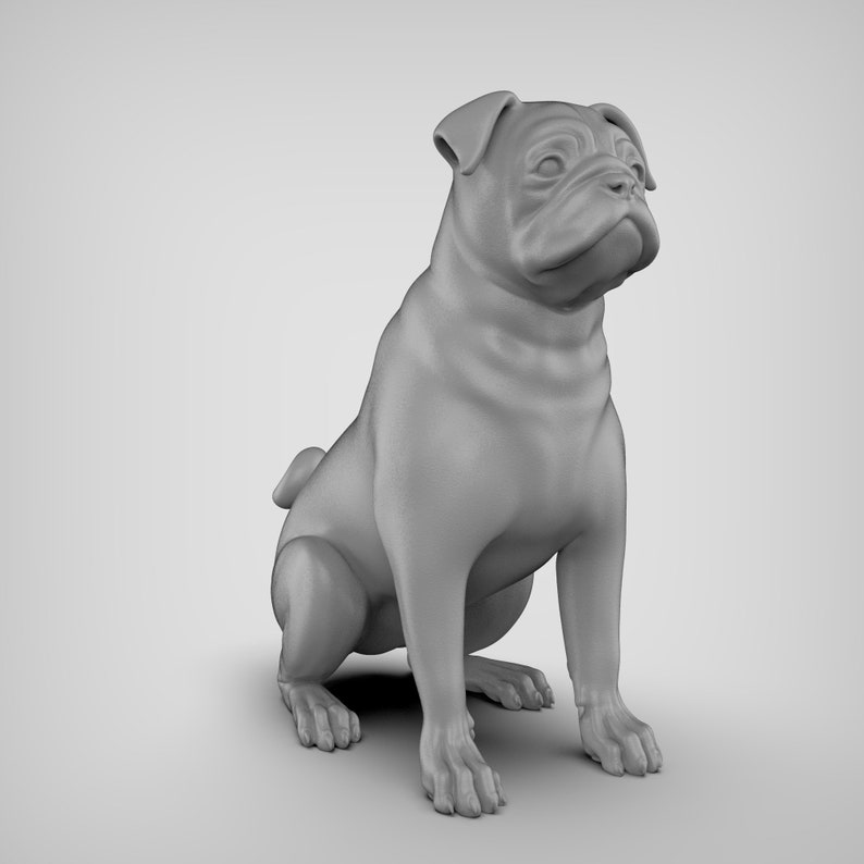 Pug Dog STL File 3D Print Model Pose 03 - Etsy UK