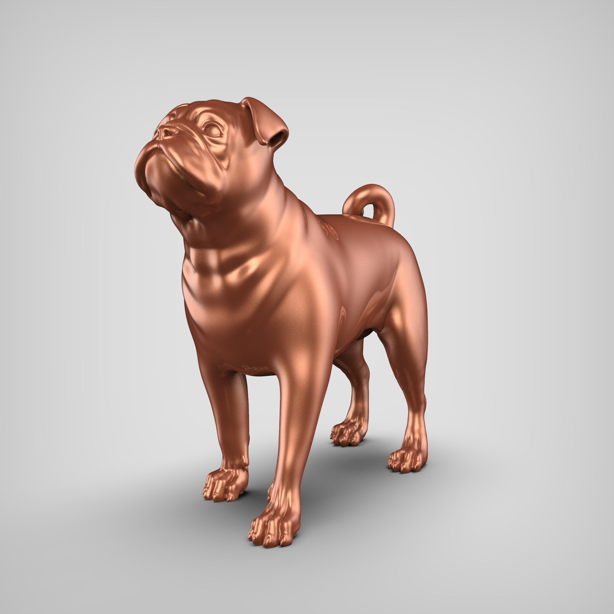 Pug Dog STL File 3D Print Model Pose 02 - Etsy
