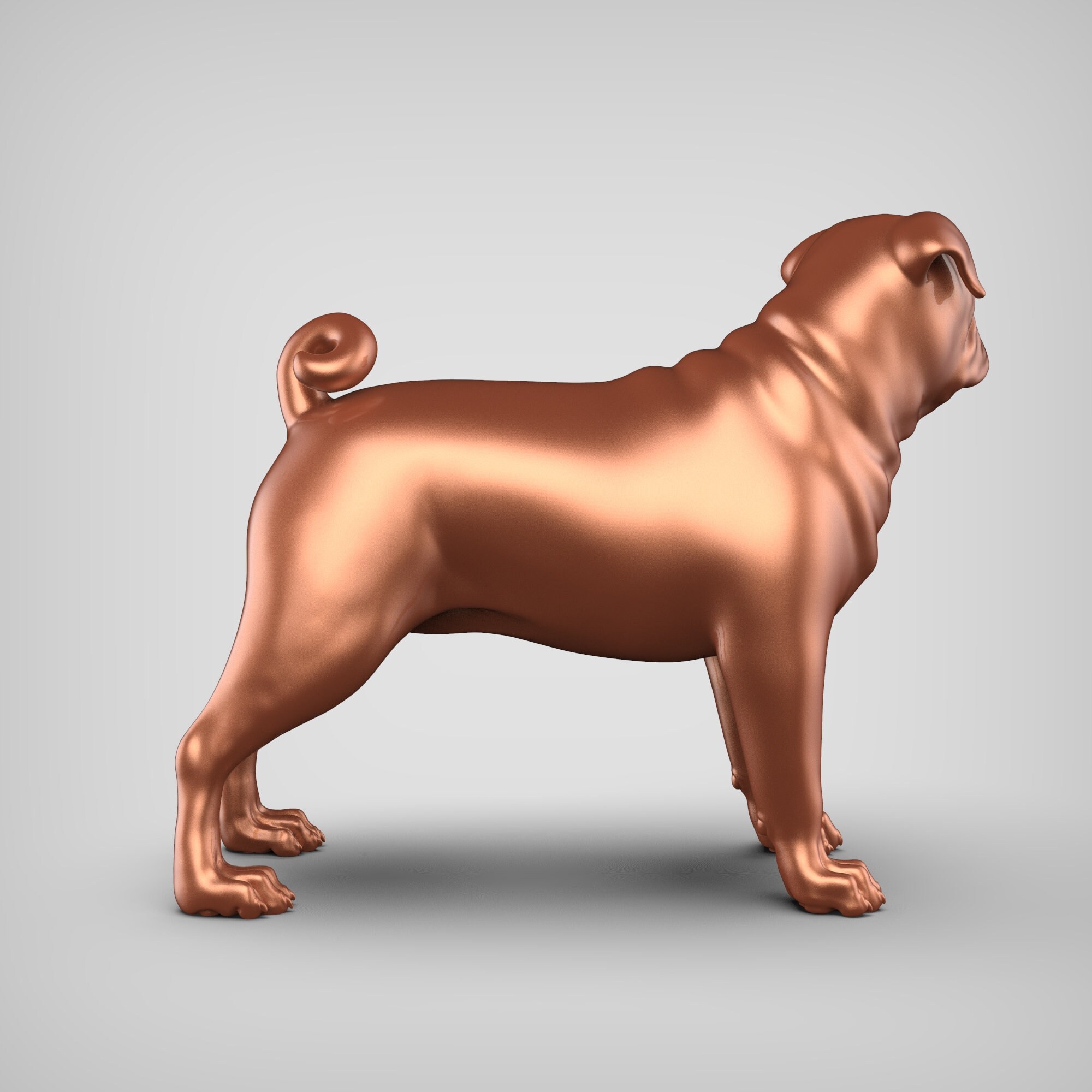 Pug Dog STL File 3D Print Model Pose 01 - Etsy