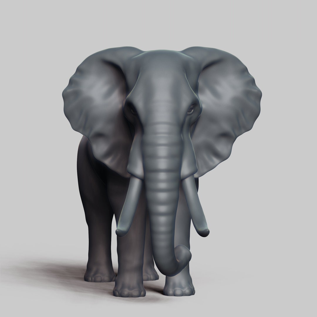 African Elephant STL File 3D Print Model Pose 02 - Etsy
