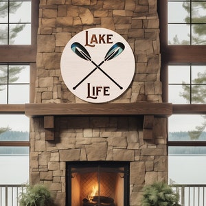 Lake Life Theme Laser Engraved Art Round Wood Sign, Unique High Quality ...