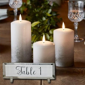 Individual Modern Luxe Wedding Table Numbers, Engraved Mirrored Beveled ...