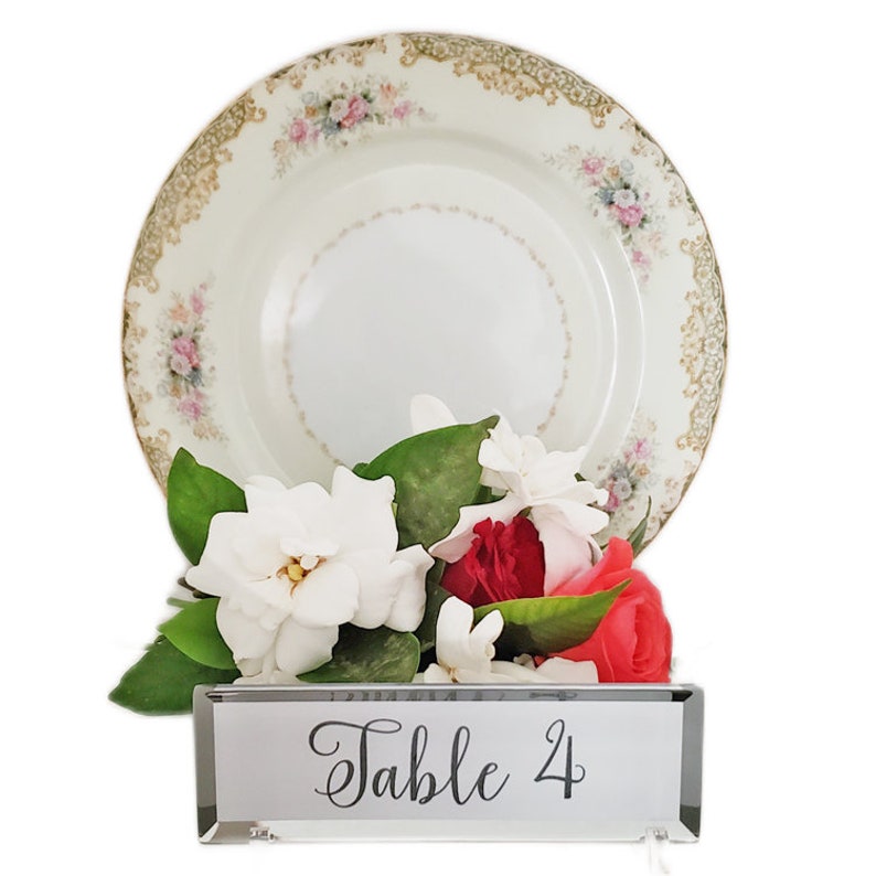 Modern Luxe Custom Table Numbers Signs for Wedding, Mirrored Beveled ...