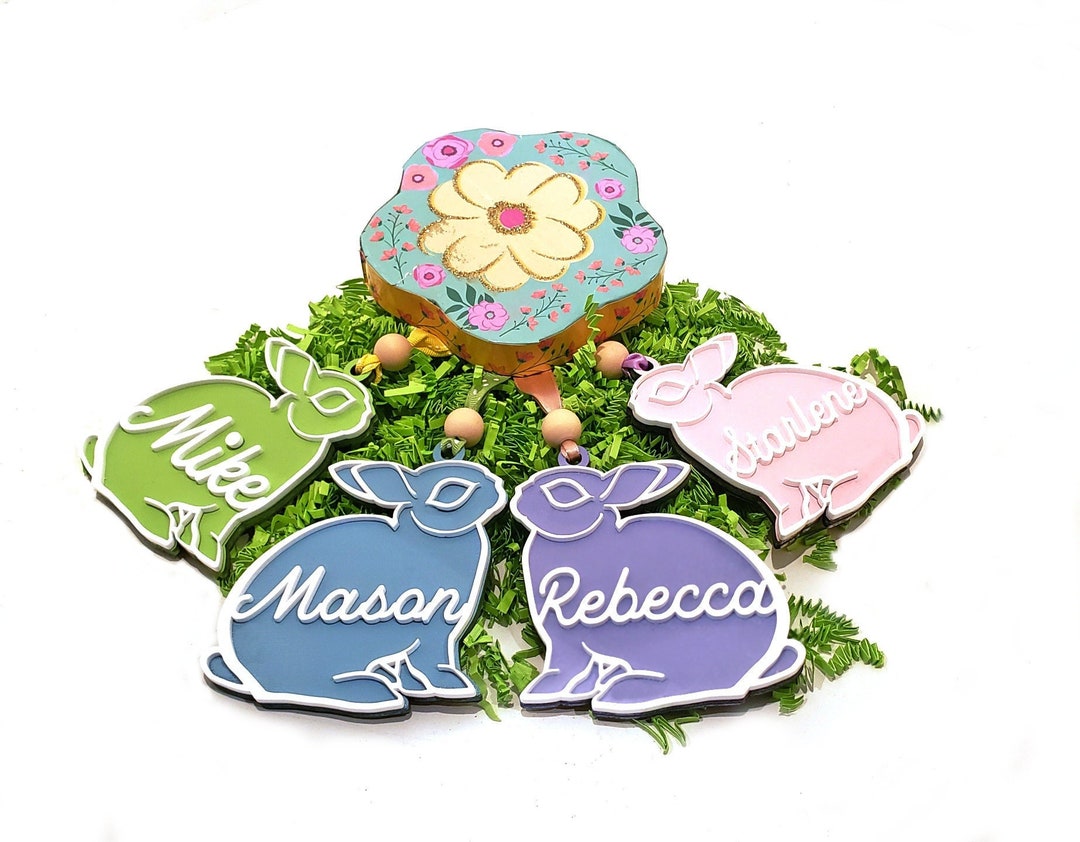 Personalized Bunny Rabbit Name Tag, Easter Basket Tag Custom Name, Gift ...