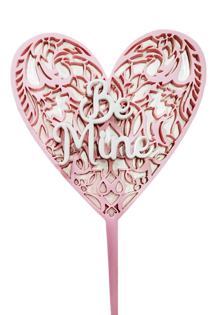 Heart Shaped 2-layer Cake Topper, Custom Personalized Text, Wedding ...