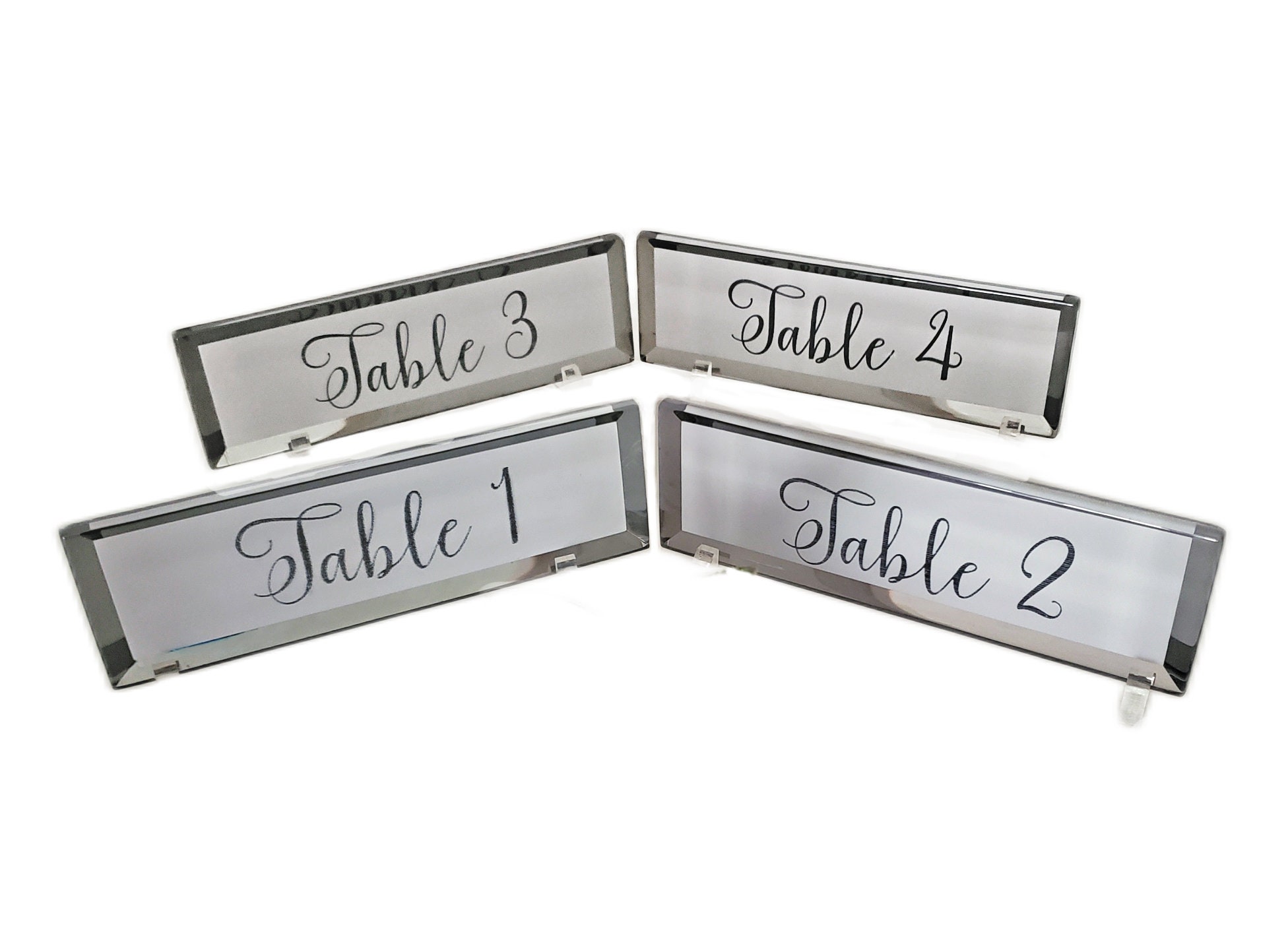 Modern Luxe Custom Table Numbers Signs for Wedding Mirrored - Etsy