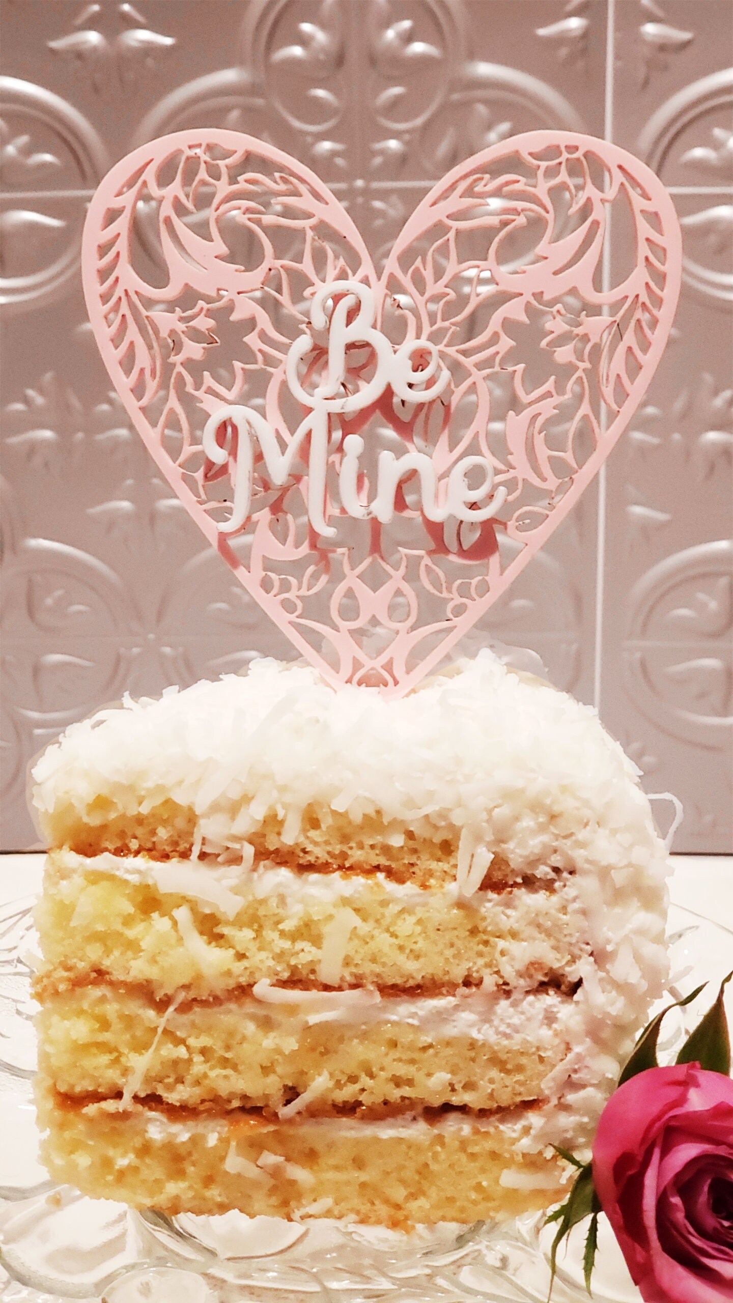 Heart Shaped 2-layer Cake Topper, Custom Personalized Text, Wedding ...