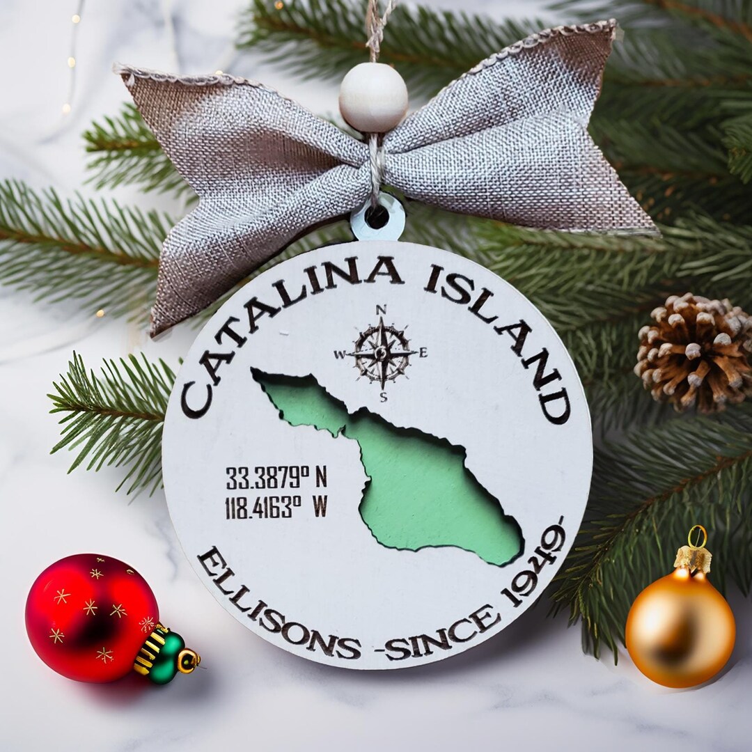Personalized Island Map Christmas Tree Holiday Ornament Custom Location ...