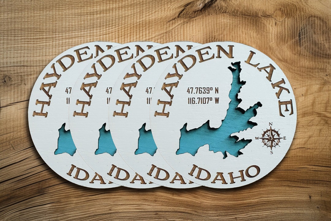 Custom Lake Map Drink Coasters, Lake House Boat Summer Party Decor, Guy ...