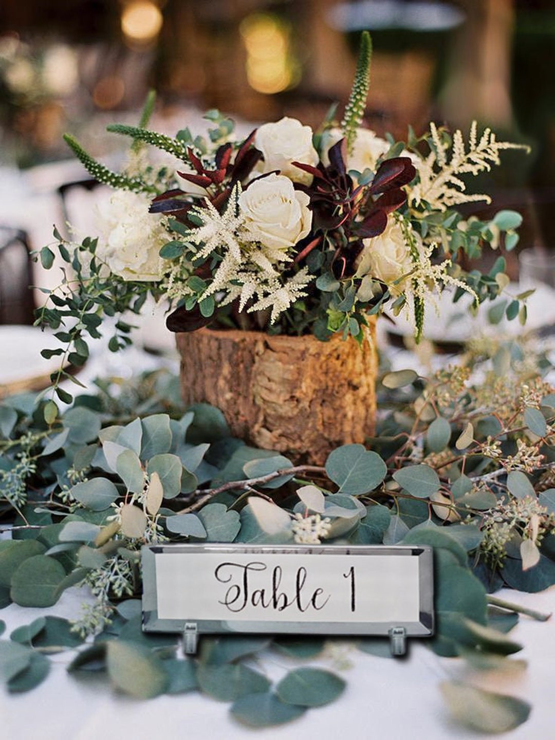 Modern Luxe Custom Table Numbers Signs for Wedding, Mirrored Beveled ...