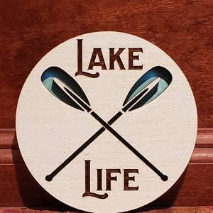 4 Lake Life Engraved Wood Coasters, Lake House Houseboat Party Decor ...