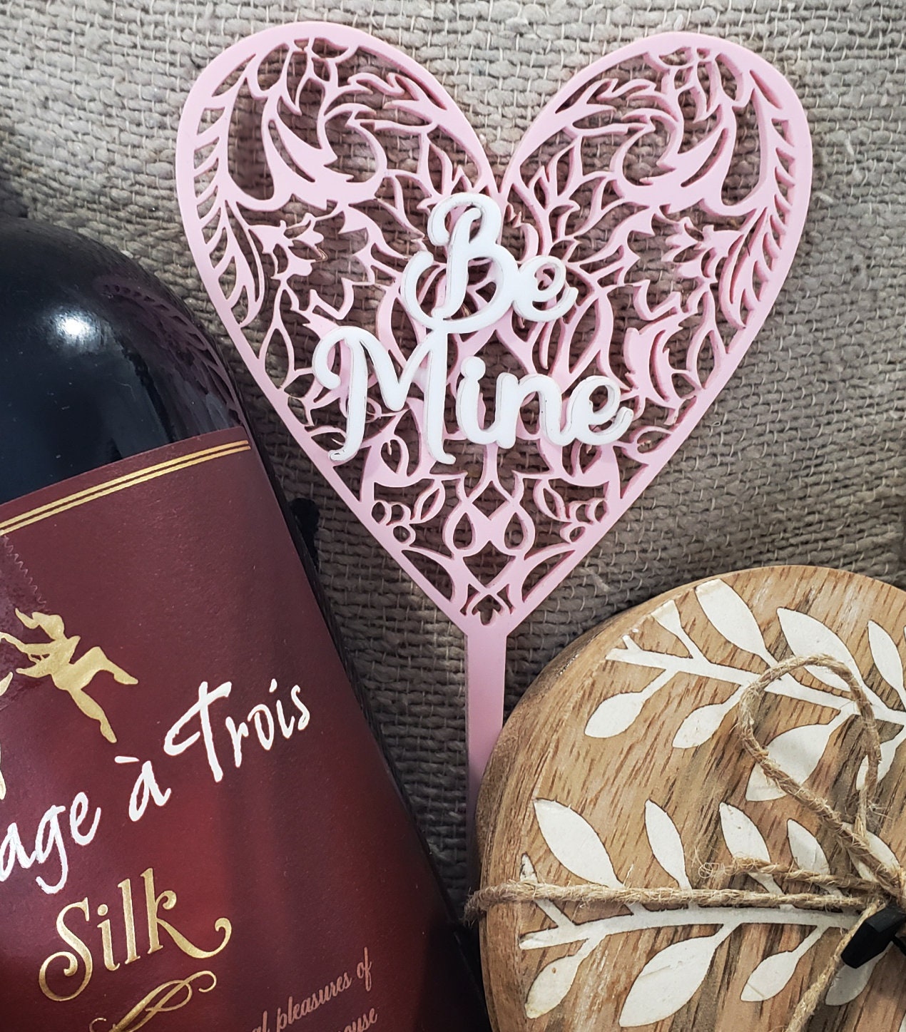 Heart Shaped 2-layer Cake Topper, Custom Personalized Text, Wedding ...