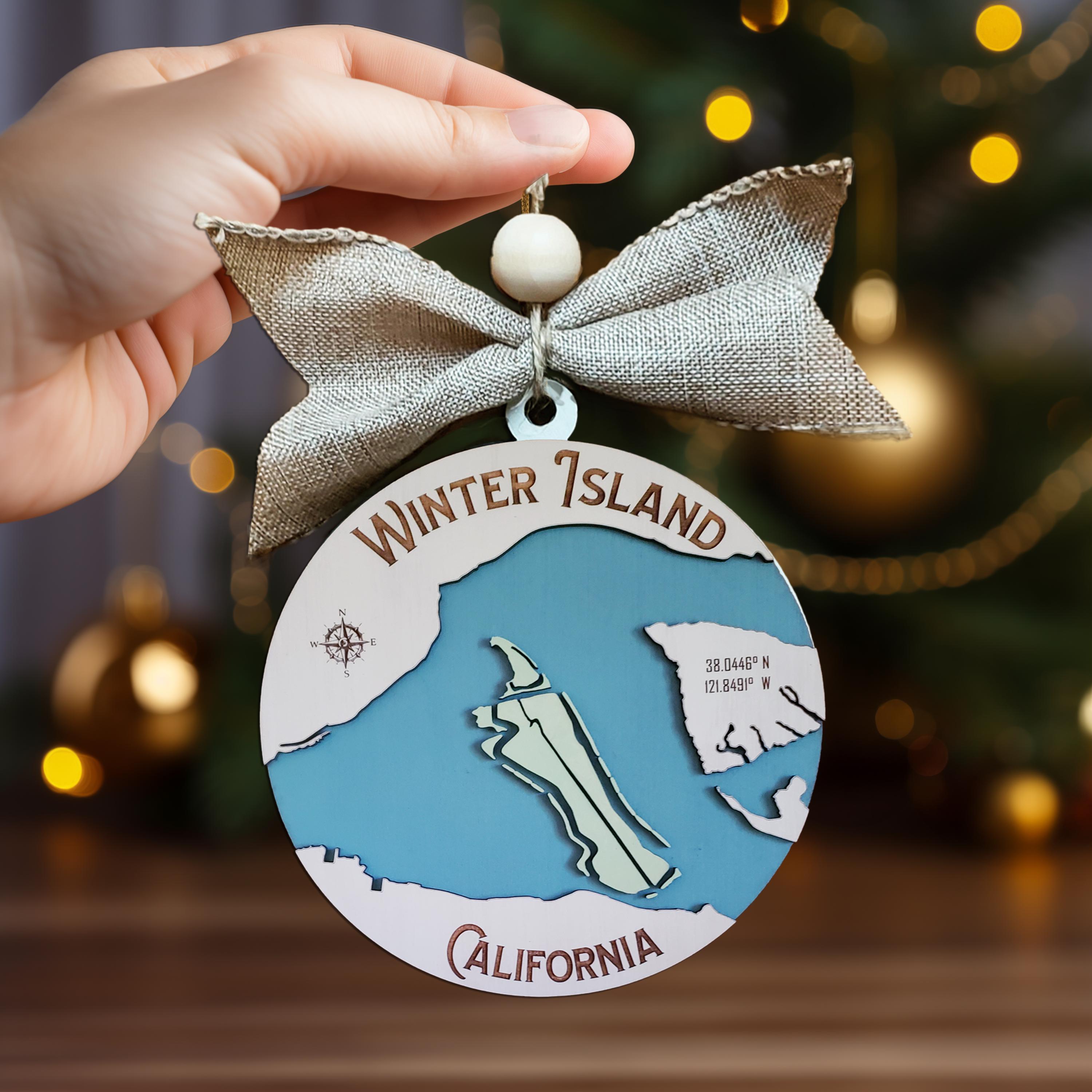 Personalized Island Map Christmas Tree Holiday Ornament Custom Location ...