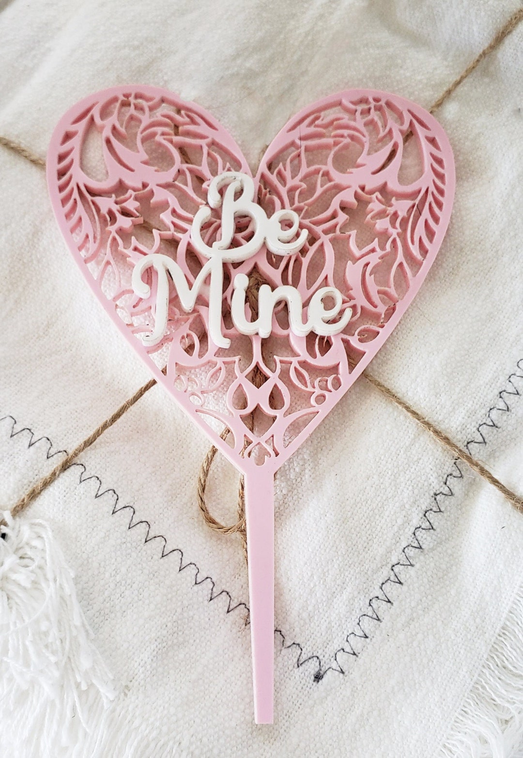 Heart Shaped 2-layer Cake Topper, Custom Personalized Text, Wedding ...