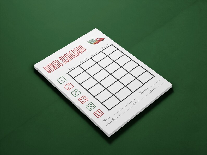 Christmas Theme Bunco Printable Set, Christmas Tree, Christmas Truck ...