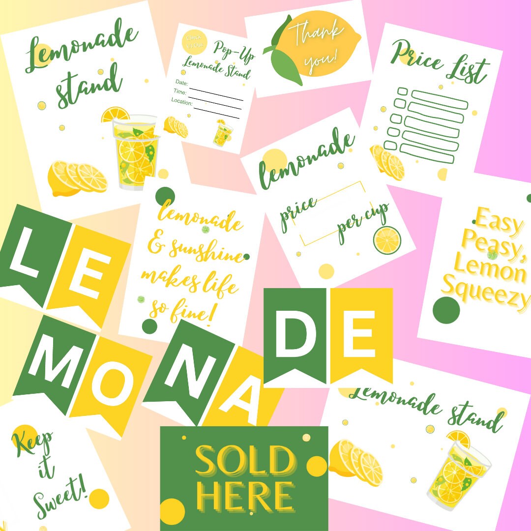 Lemonade Stand Printable Kit - Etsy