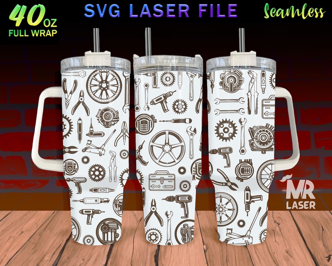 Mechanic Laser Engraved Full Wrap Design for 40 Oz Tumbler, Mechanic ...