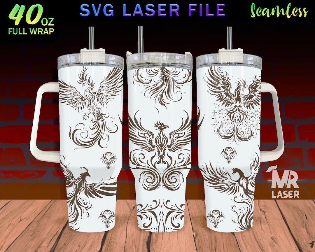 Phoenix Laser Engraved Full Wrap Design for 40oz Tumbler, Phoenix SVG ...