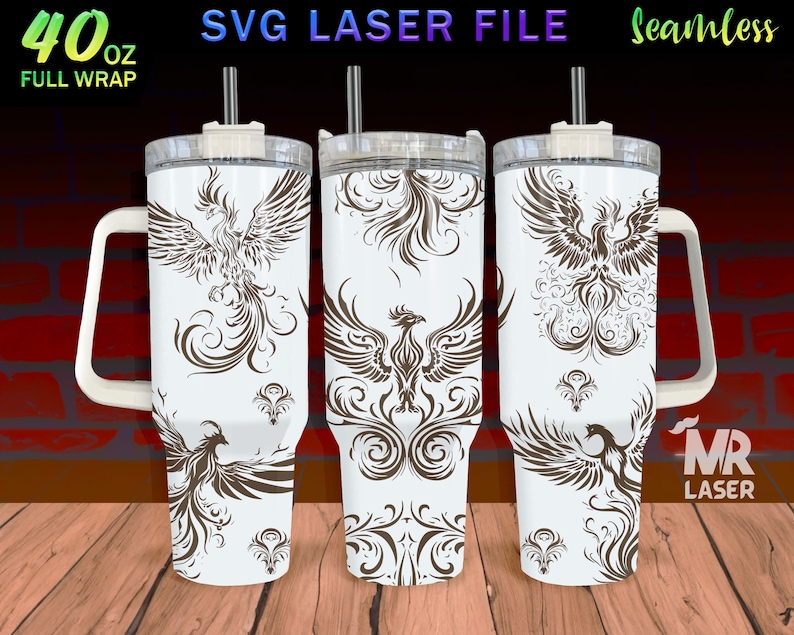 Phoenix Laser Engraved Full Wrap Design for 40oz Tumbler, Phoenix SVG ...