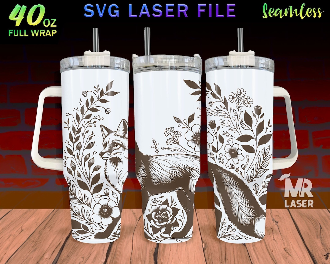 Fox Laser Engraved Full Wrap Design for 40 Oz Tumbler, Tumbler Wrap for ...